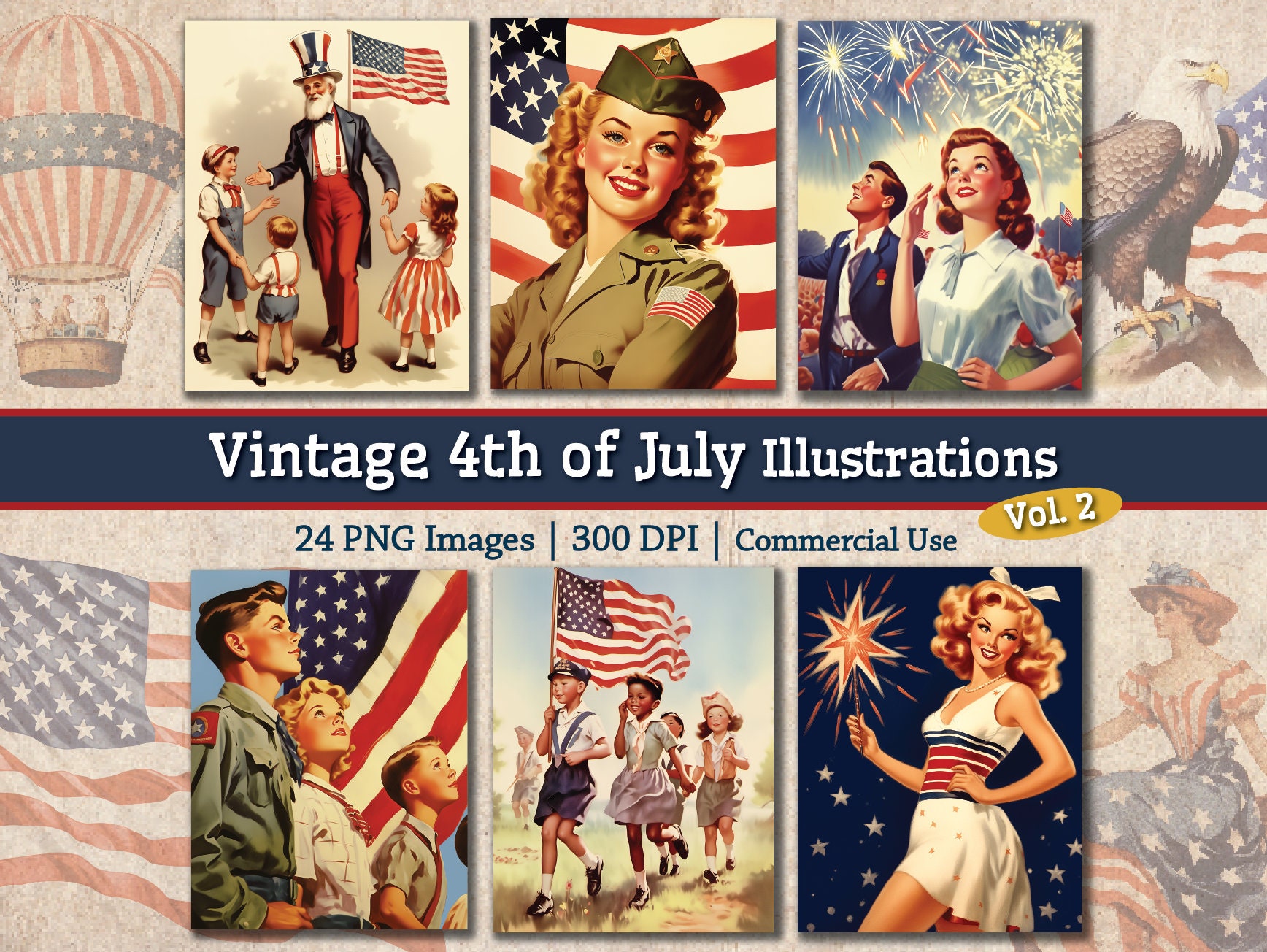 Vintage 4th of July Independence Day USA America Image Bundle, 1950s ...