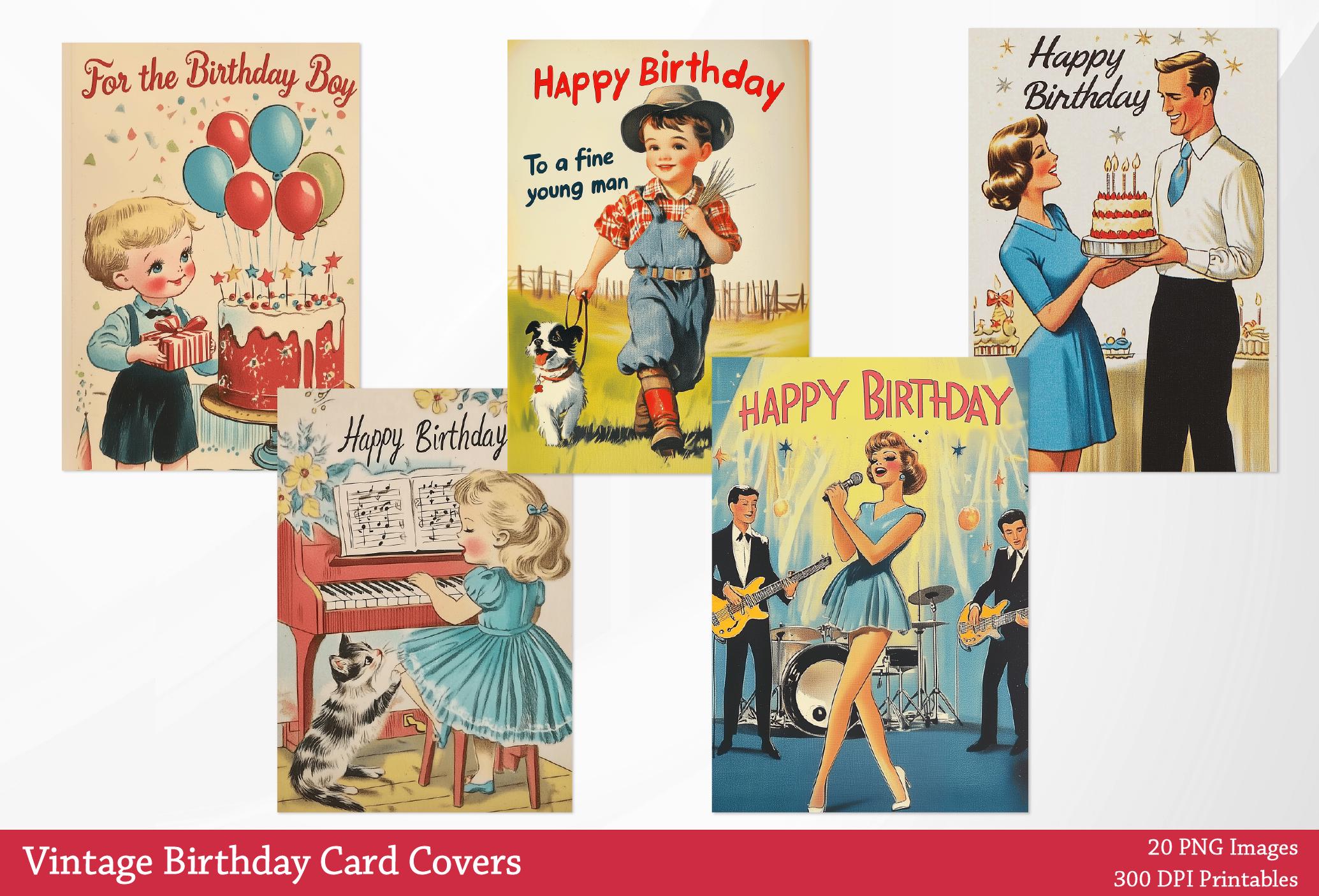 Vintage Birthday Card Covers Retro Birthday Art Images Kitsch 1950s ...