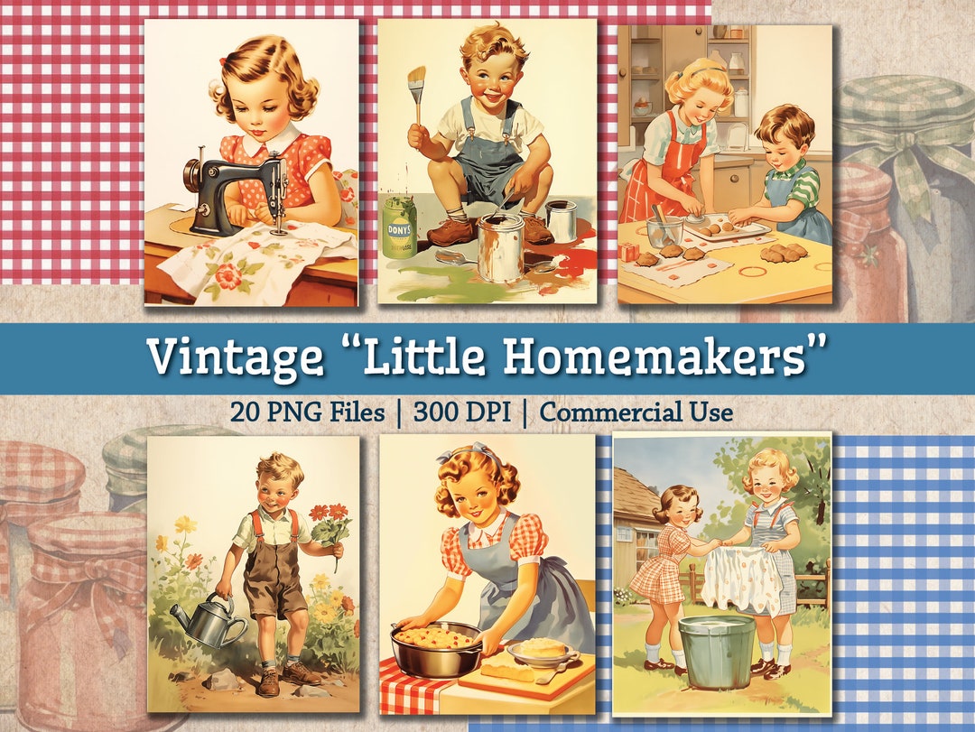 Vintage 1950s Little Homemakers Printable Images, Retro Housekeeping ...