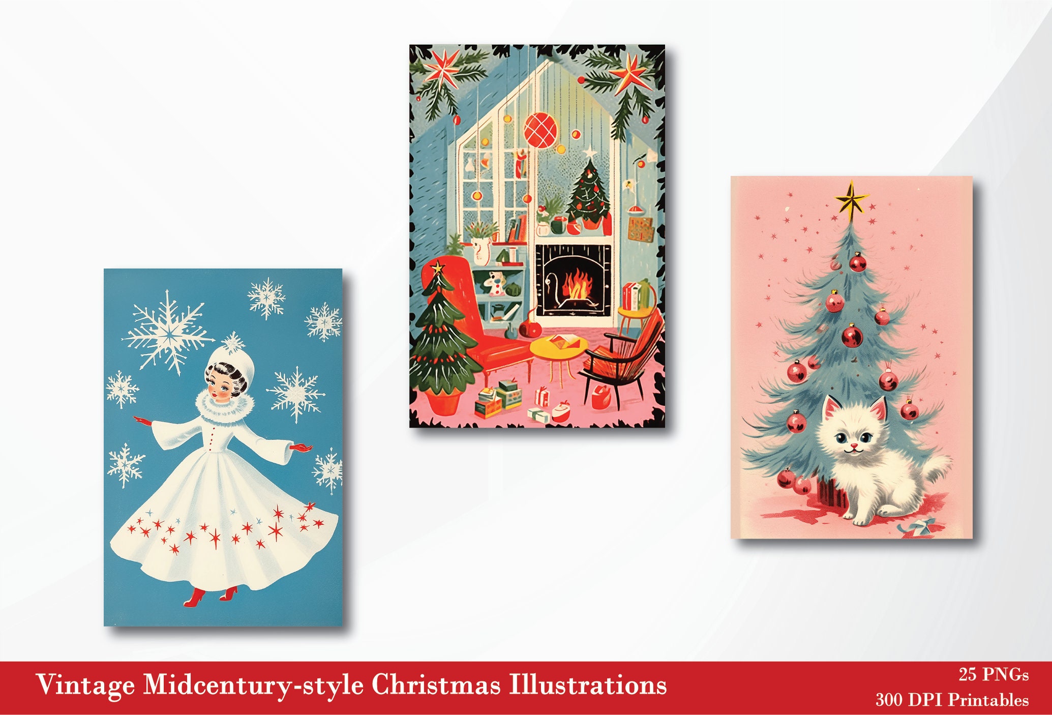 Vintage 1950s Christmas Illustrations, Midcentury Christmas Images ...