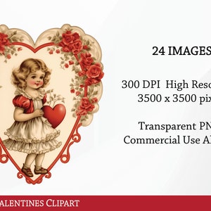 Vintage Valentine's Day Clipart PNG, Victorian Valentine Hearts Old ...