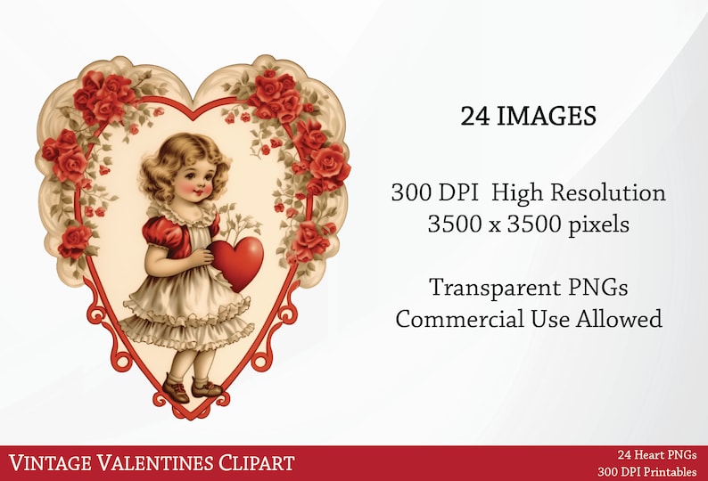 Vintage Valentine's Day Clipart PNG, Victorian Valentine Hearts Old ...