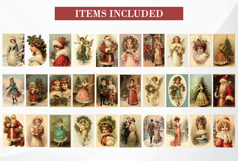 Vintage Victorian Christmas Images PNG, Ephemera Greeting Card Making ...
