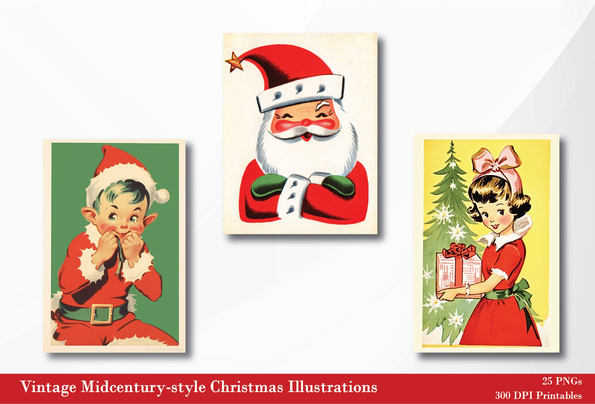 Vintage 1950s Christmas Illustrations, Midcentury Christmas Images ...