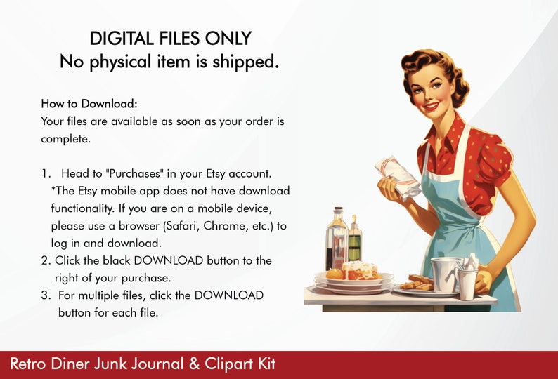 Retro Diner Junk Journal and Clipart Kit, Vintage American Diner ...