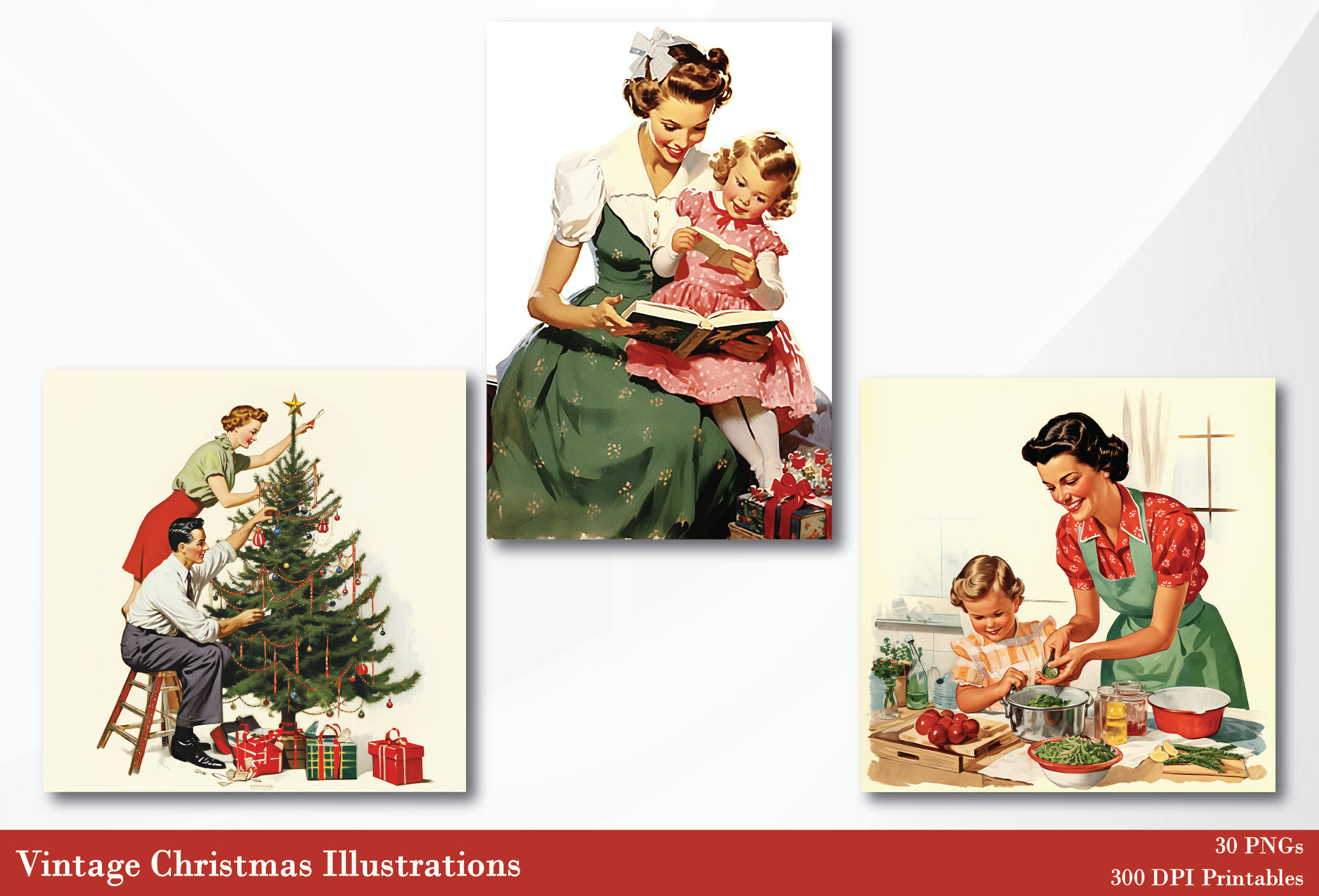Vintage 1950s Christmas Images Clipart Retro Greeting Card ...