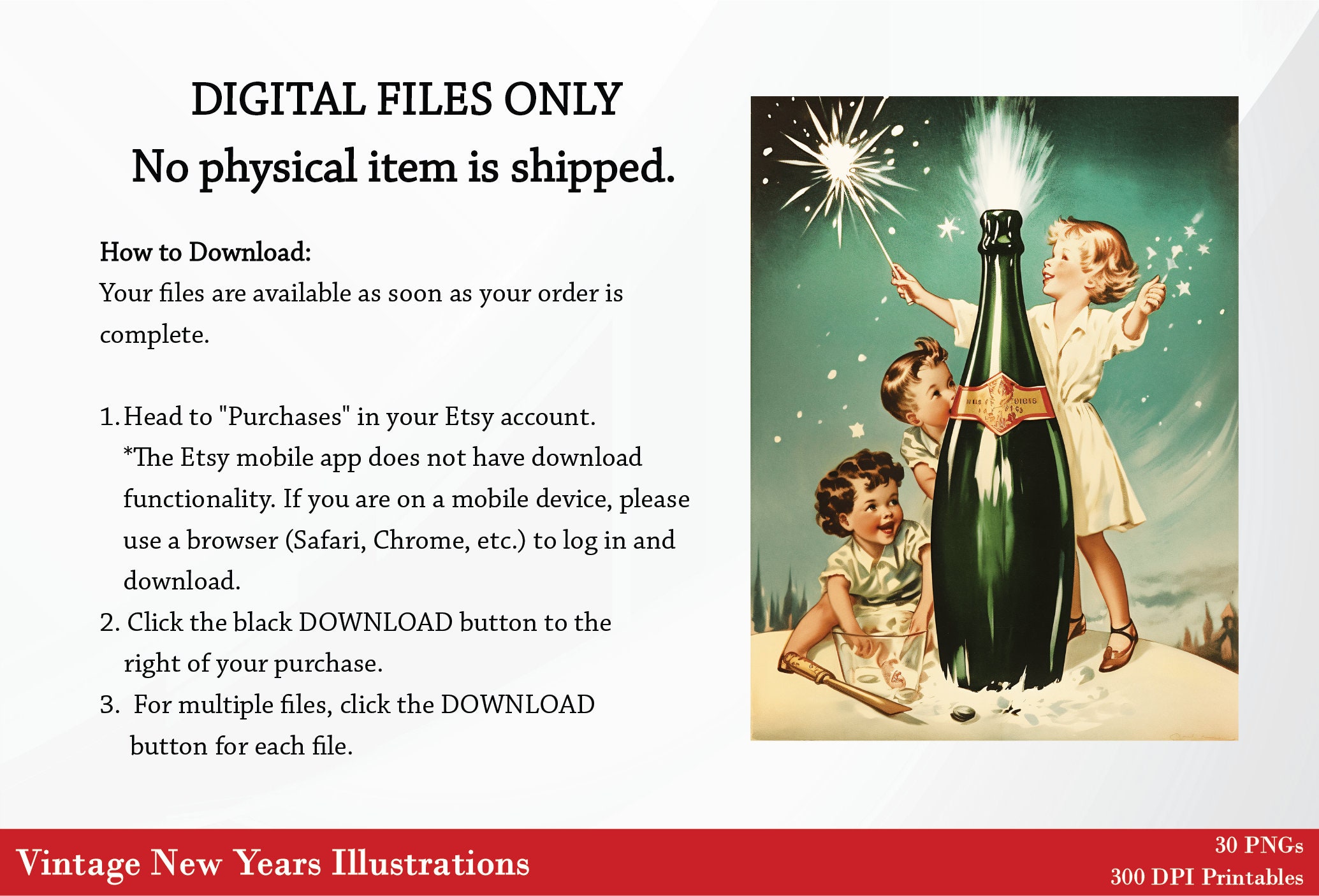 Vintage 1950s Happy New Year Printable Images, Retro Happy New Year ...