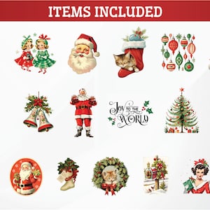100 High-quality Vintage Christmas Clipart Bundle, Retro Xmas Images ...