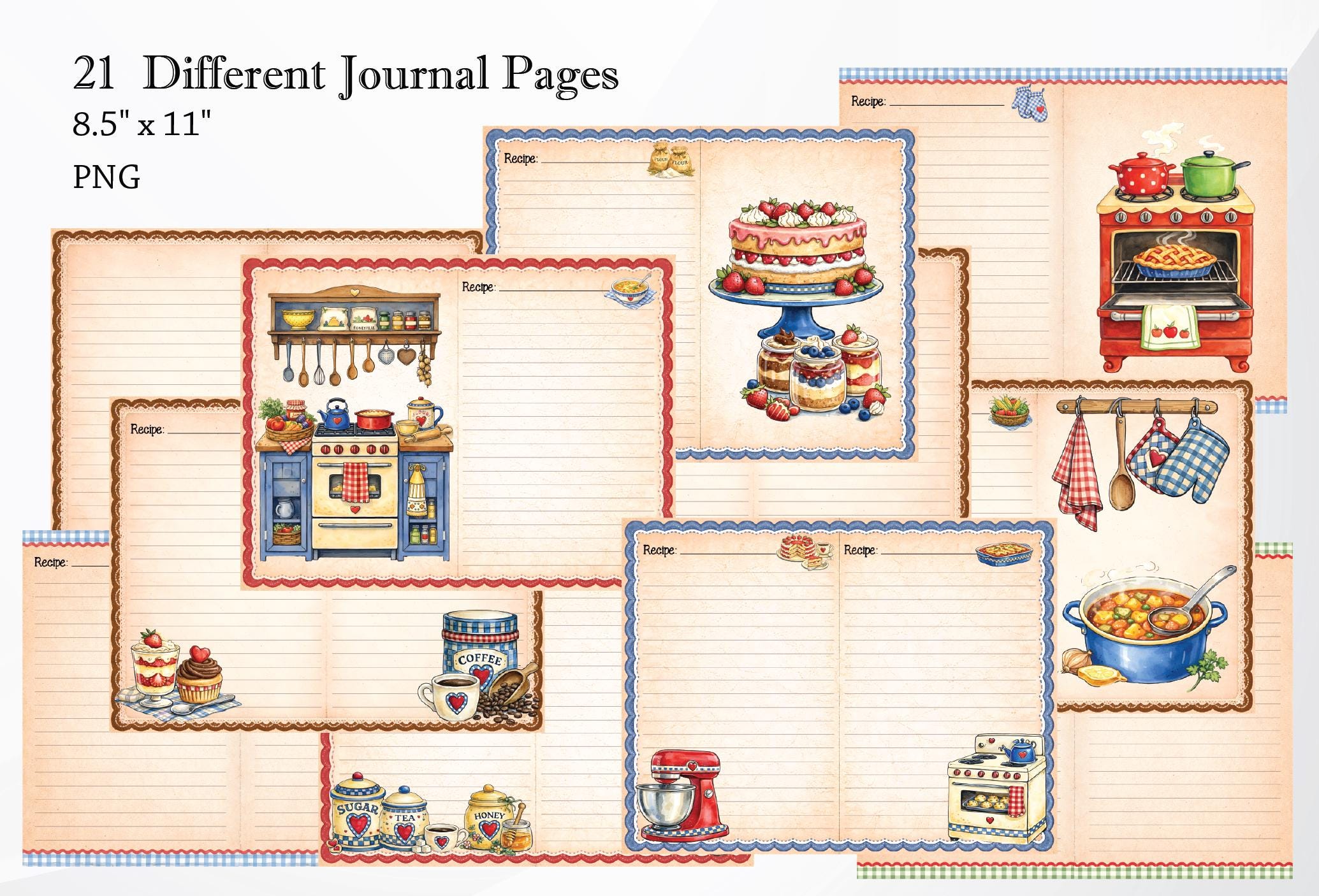 Grandma's Kitchen Recipe Journal Kit, Vintage Farmhouse Kitchen ...