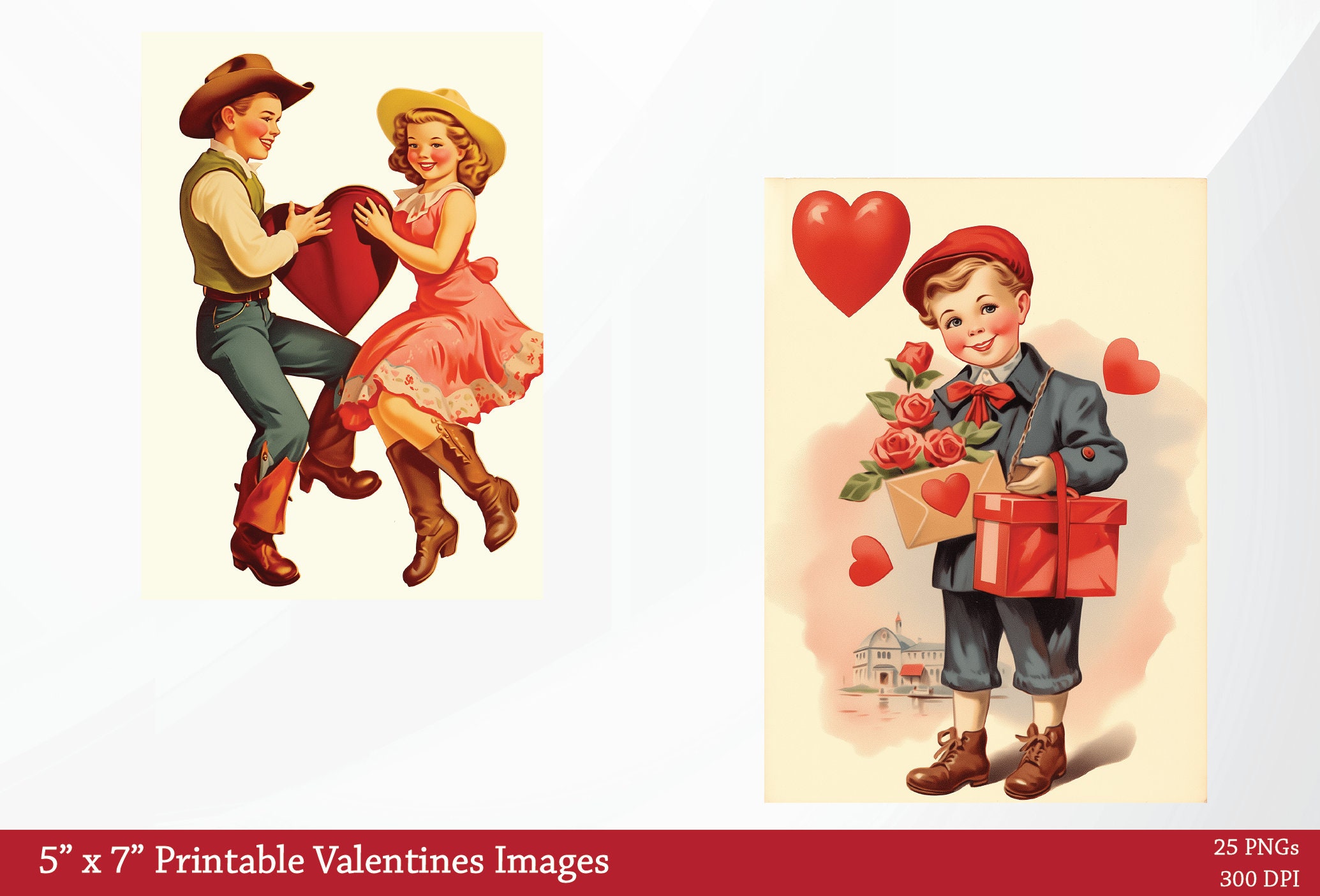 Vintage 1950s Valentine's Day Illustrations Images Retro Greeting Card ...