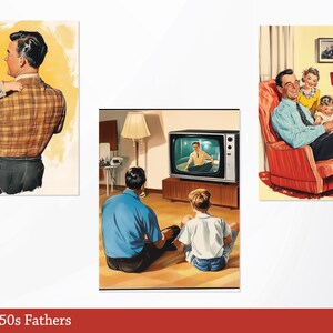 Vintage 1950s Fathers Dads Image Bundle, Printable Retro Husband PNG ...