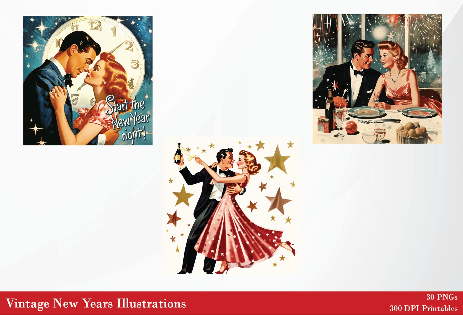 Vintage 1950s Happy New Year Printable Images, Retro Happy New Year ...
