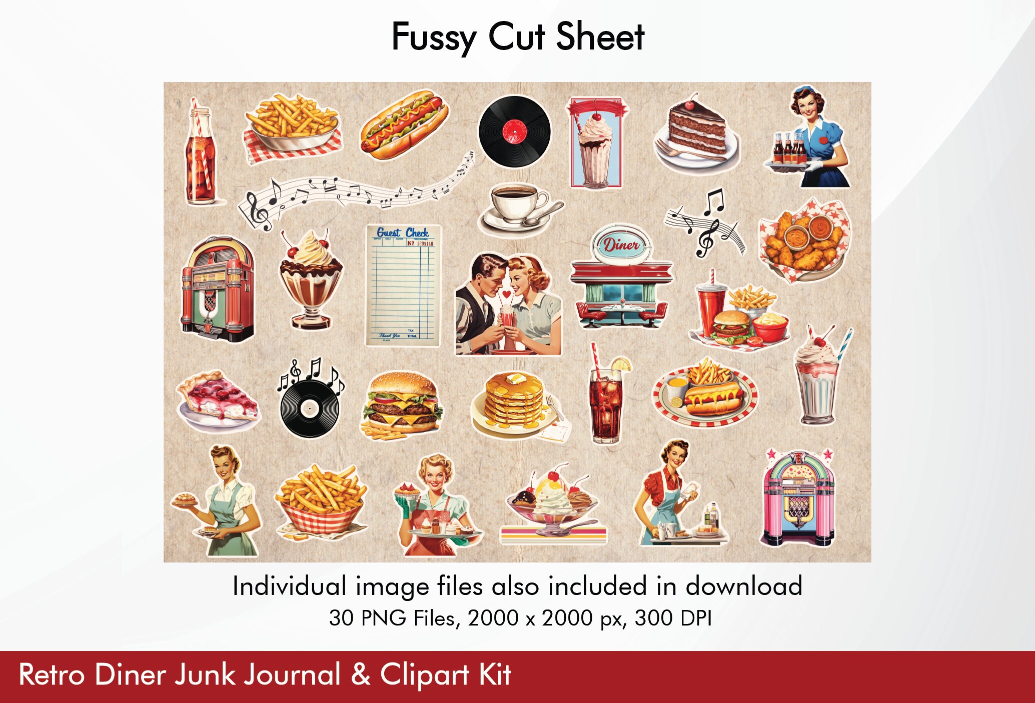 Retro Diner Junk Journal and Clipart Kit, Vintage American Diner ...
