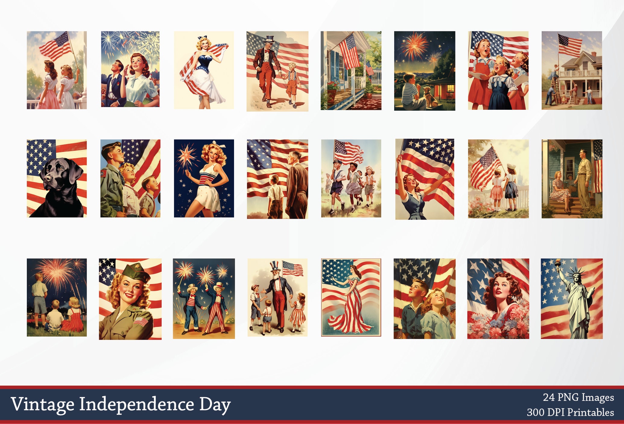 Vintage 4th of July Independence Day USA America Image Bundle, 1950s ...