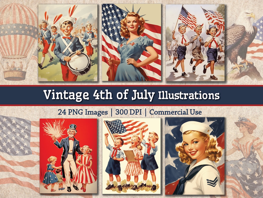 Vintage 4th of July Independence Day USA America Image Bundle, 1950s ...