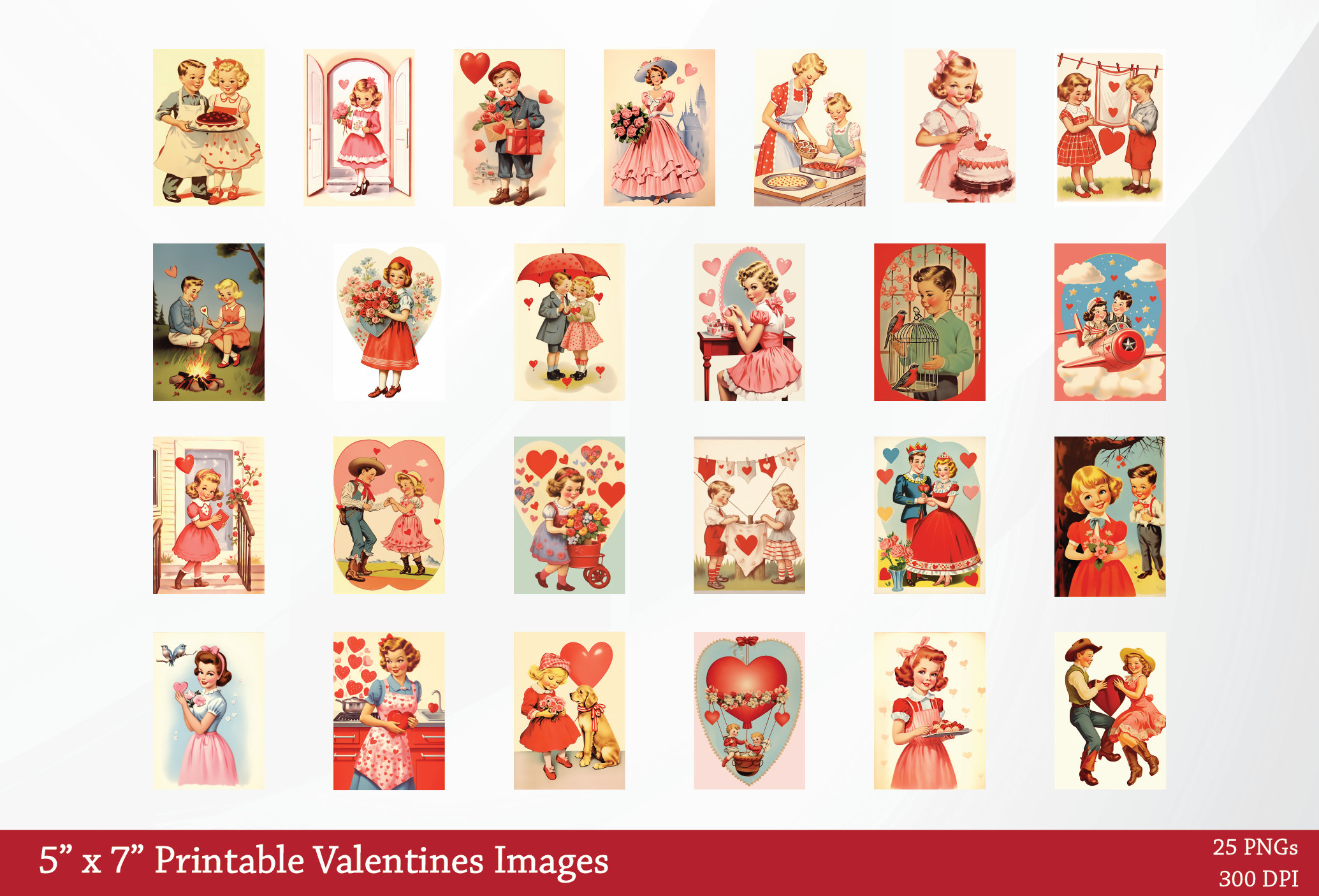 Vintage 1950s Valentine's Day Illustrations Images Retro Greeting Card ...