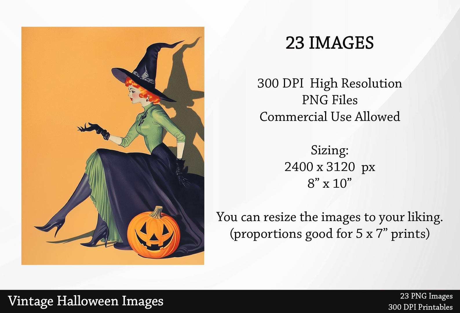 Vintage Halloween Image Bundle, Retro Halloween Art Prints PNG, Trick ...