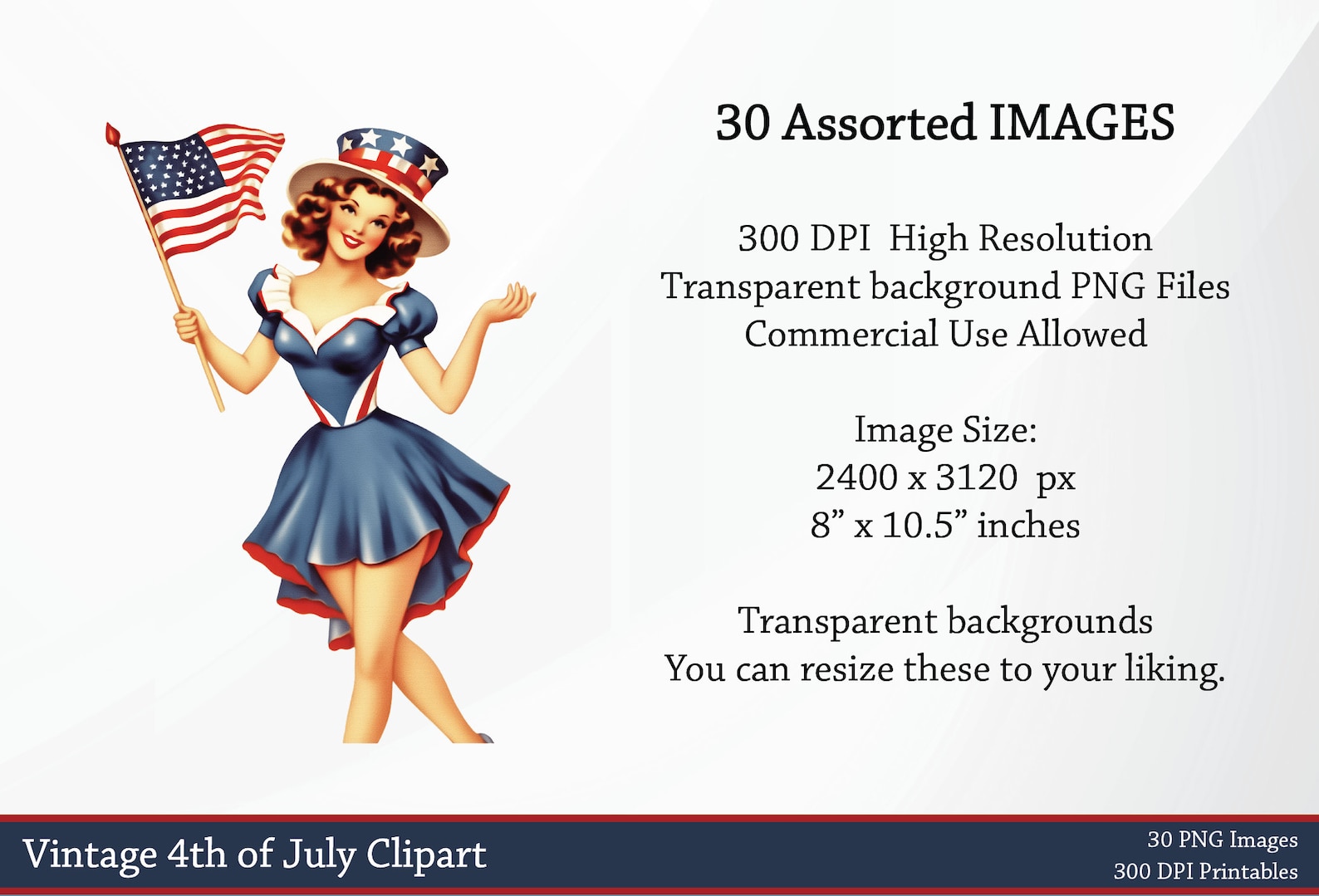 Vintage 4th of July Clipart Bundle Patriotic Independence Day USA ...