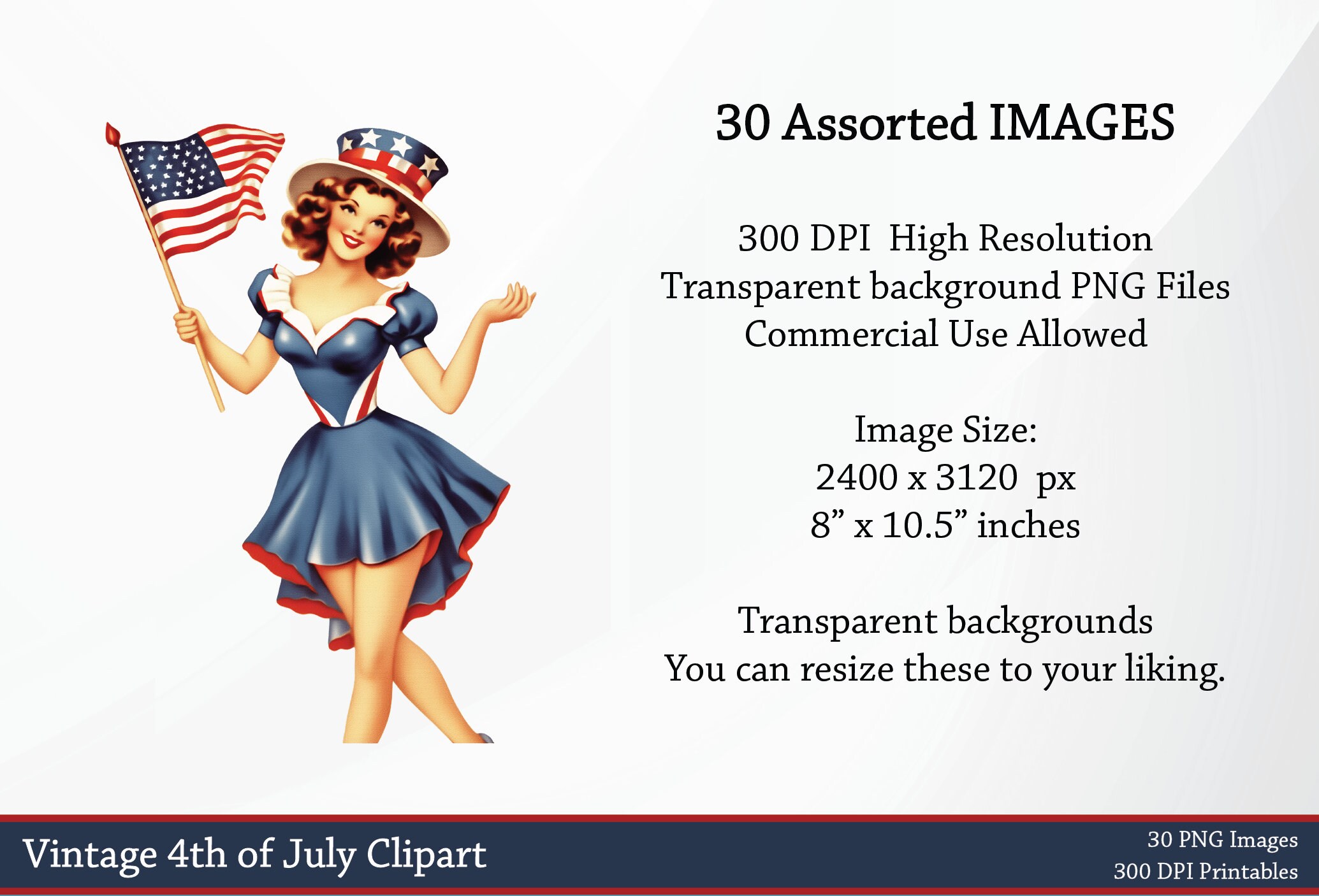 Vintage 4th of July Clipart Bundle Patriotic Independence Day USA ...