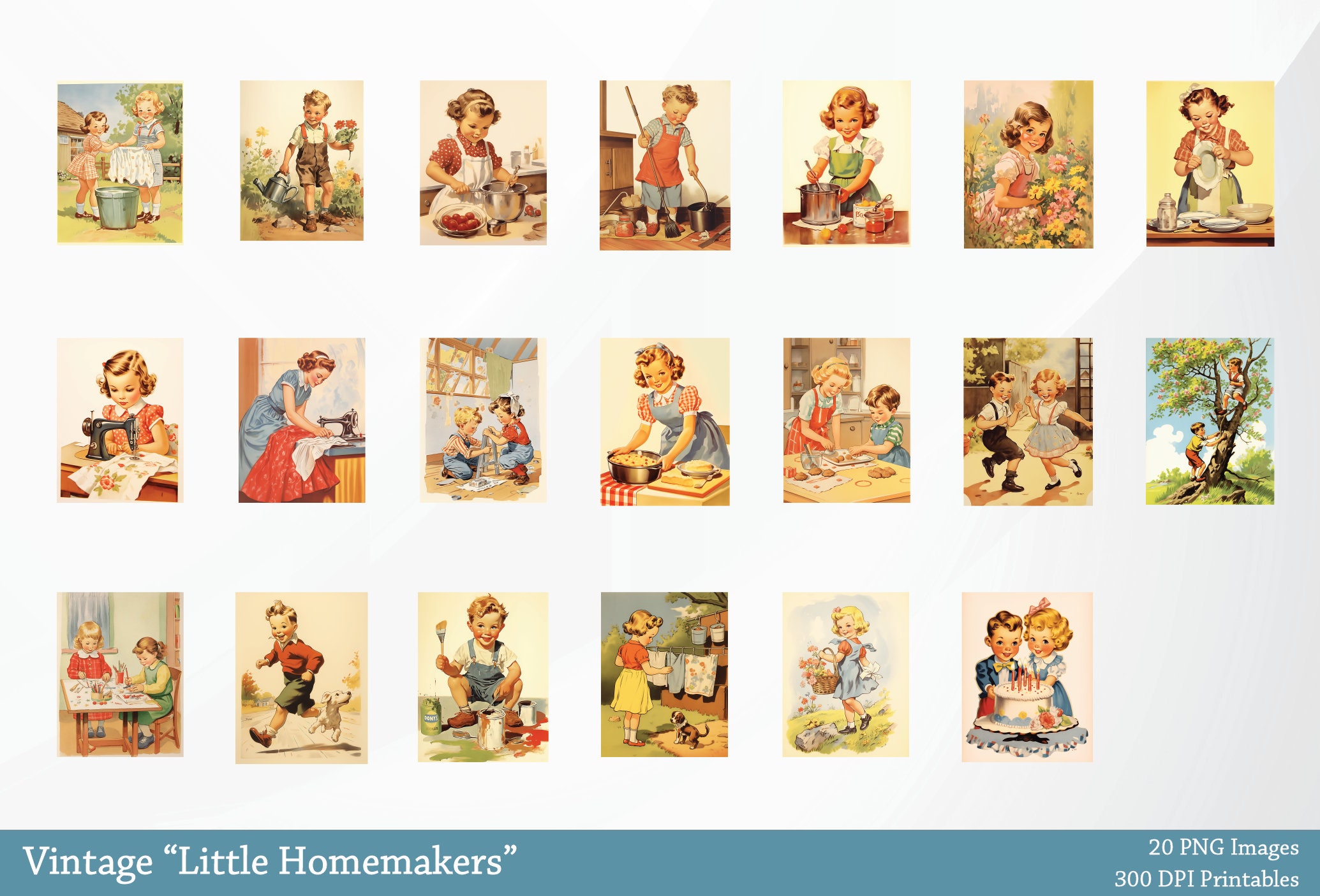 Vintage 1950s Little Homemakers Printable Images, Retro Housekeeping ...