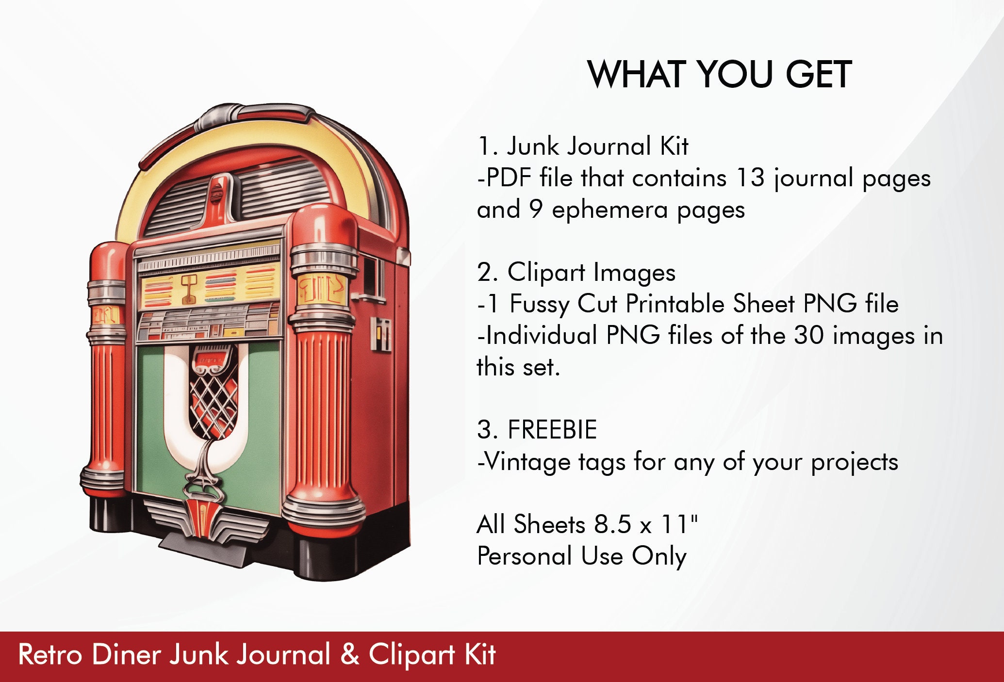 Retro Diner Junk Journal and Clipart Kit, Vintage American Diner ...