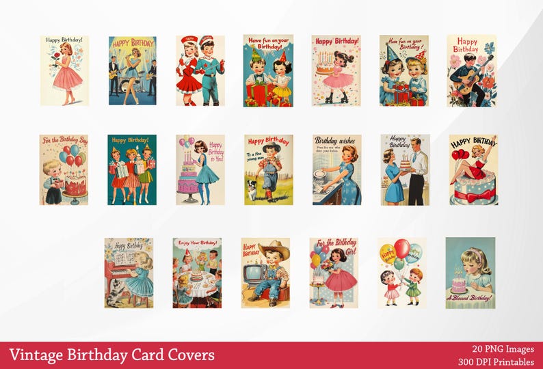 Vintage Birthday Card Covers Retro Birthday Art Images Kitsch 1950s ...