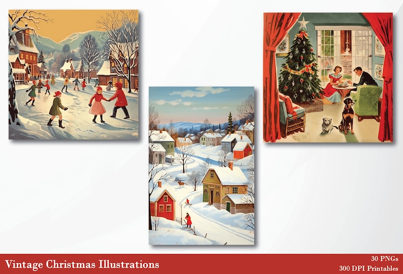 Vintage 1950s Christmas Images Clipart Retro Greeting Card ...