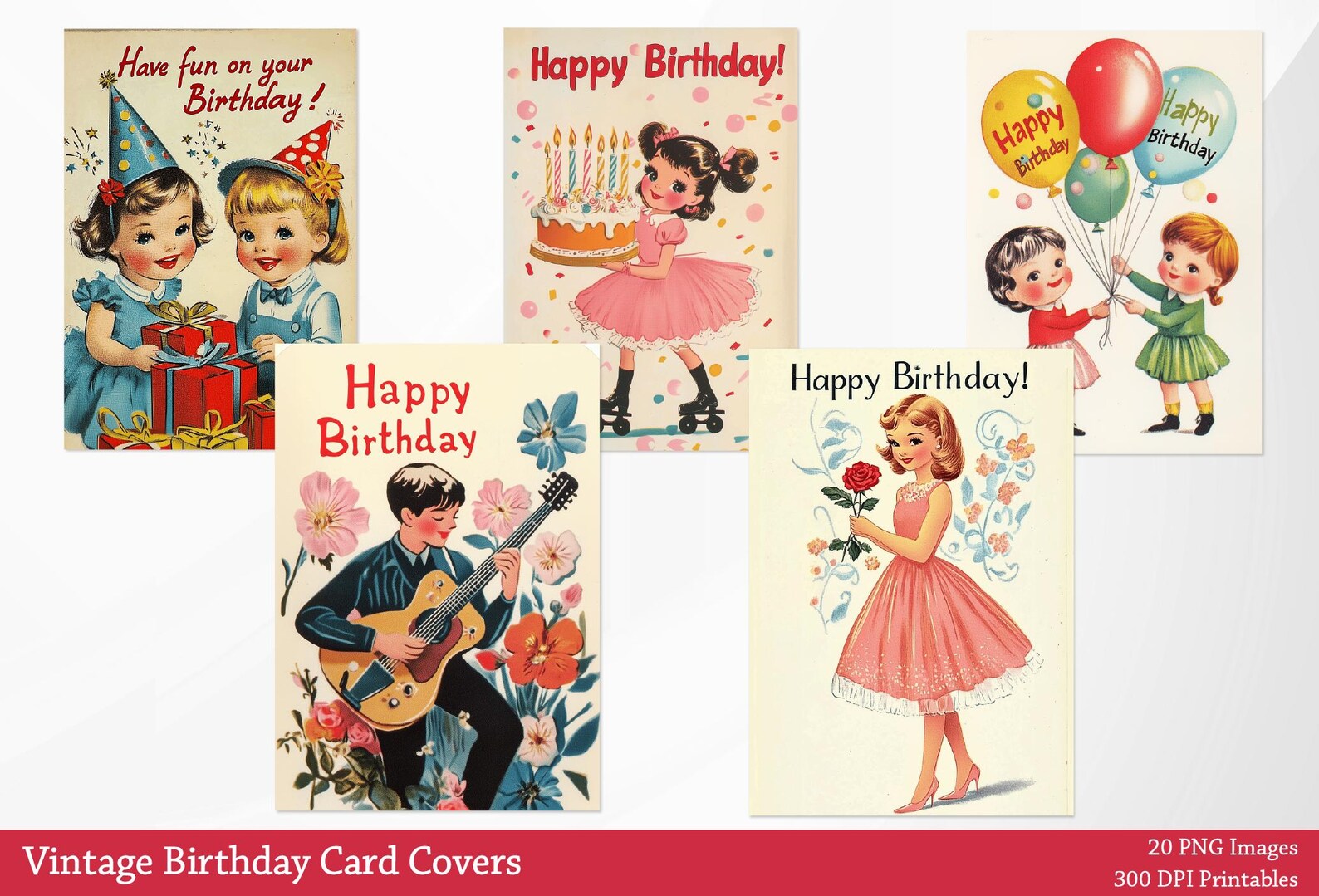 Vintage Birthday Card Covers Retro Birthday Art Images Kitsch 1950s ...