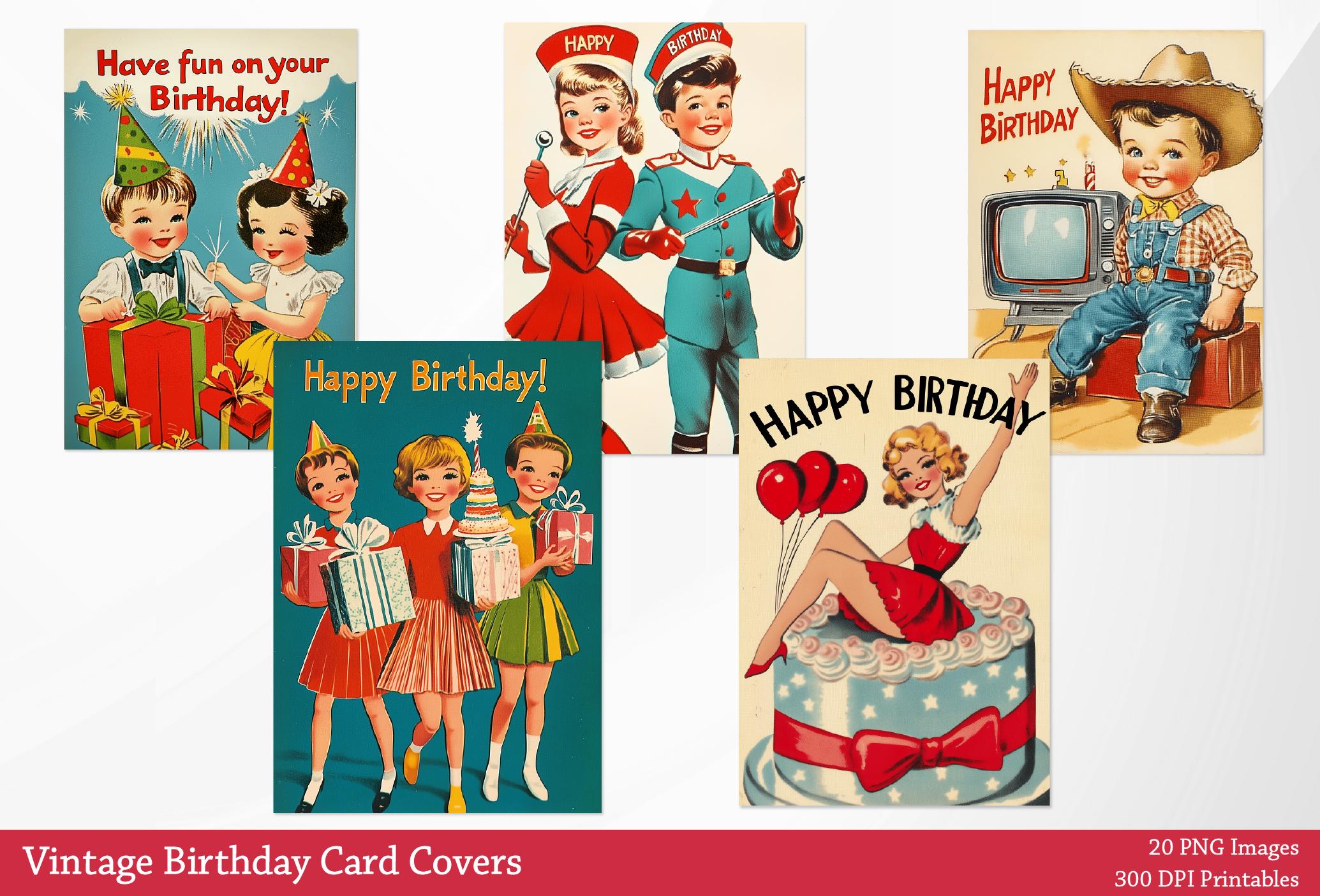 Vintage Birthday Card Covers Retro Birthday Art Images Kitsch 1950s ...