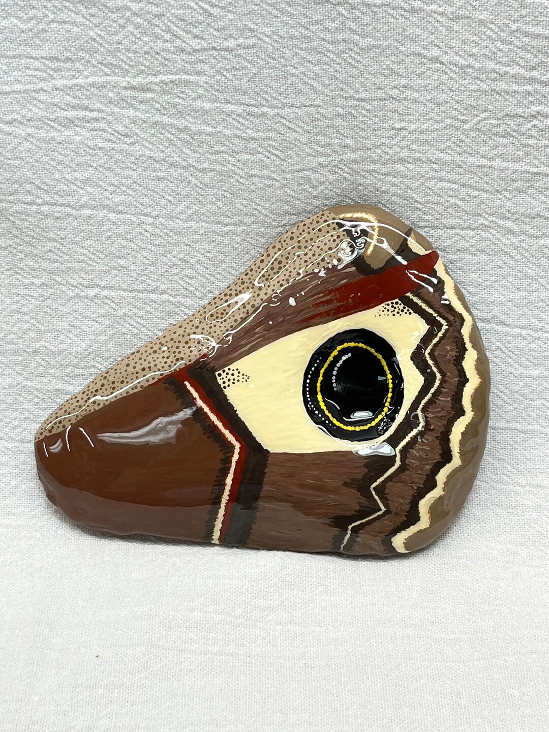 Stylized Moth Wing Painted Rock - Etsy