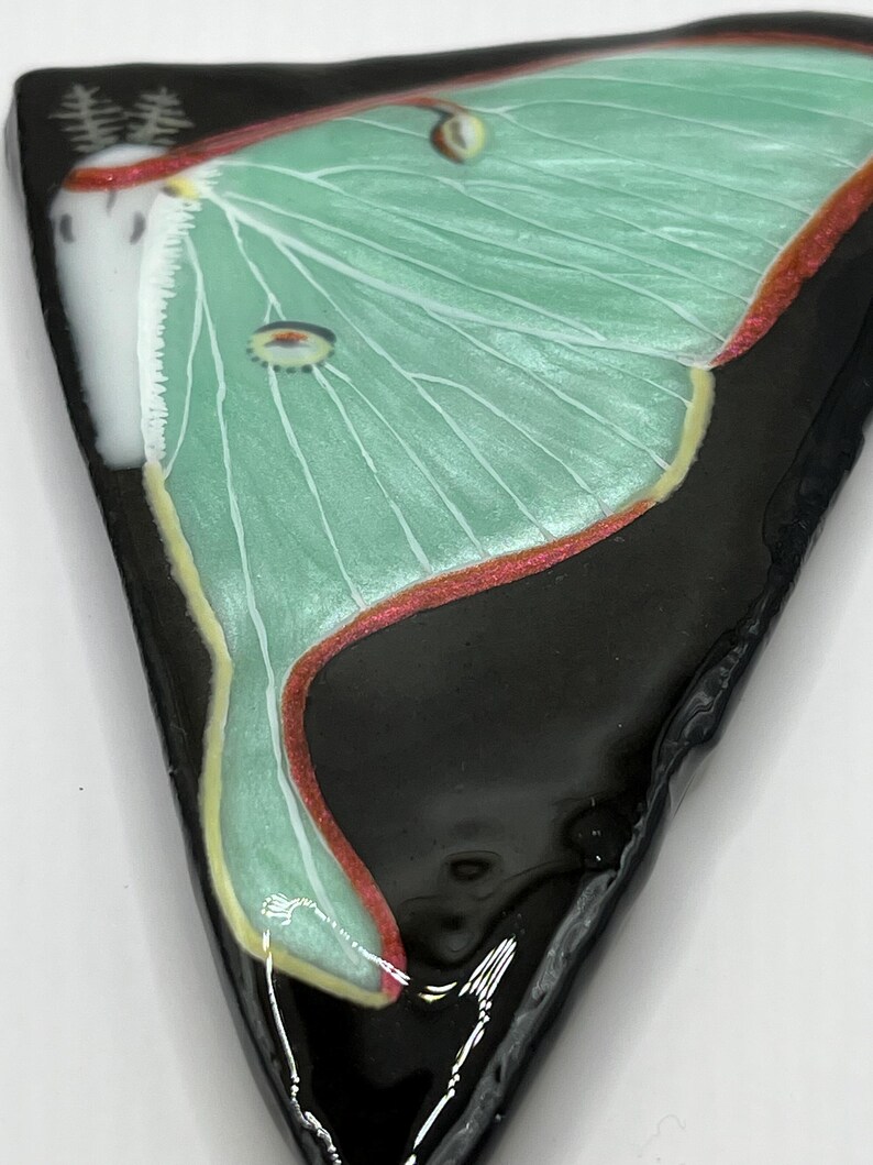 LUNA Moth Hand Painted Decorative Rock – Natural Black Rock - Etsy