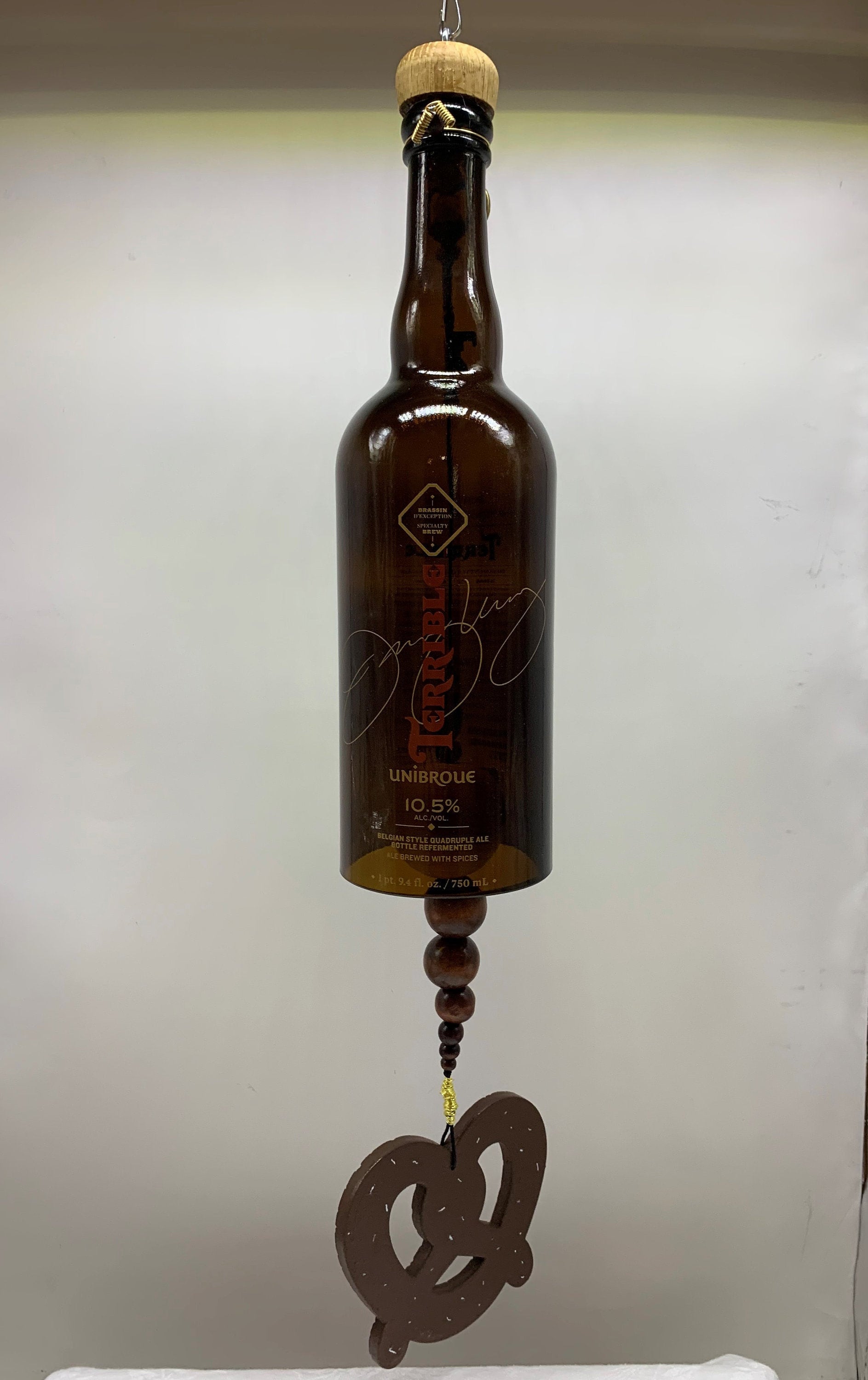 Unibroue “terrible” Beer Bottle Wind Chime, Pretzel Dongle, Hand Made ...