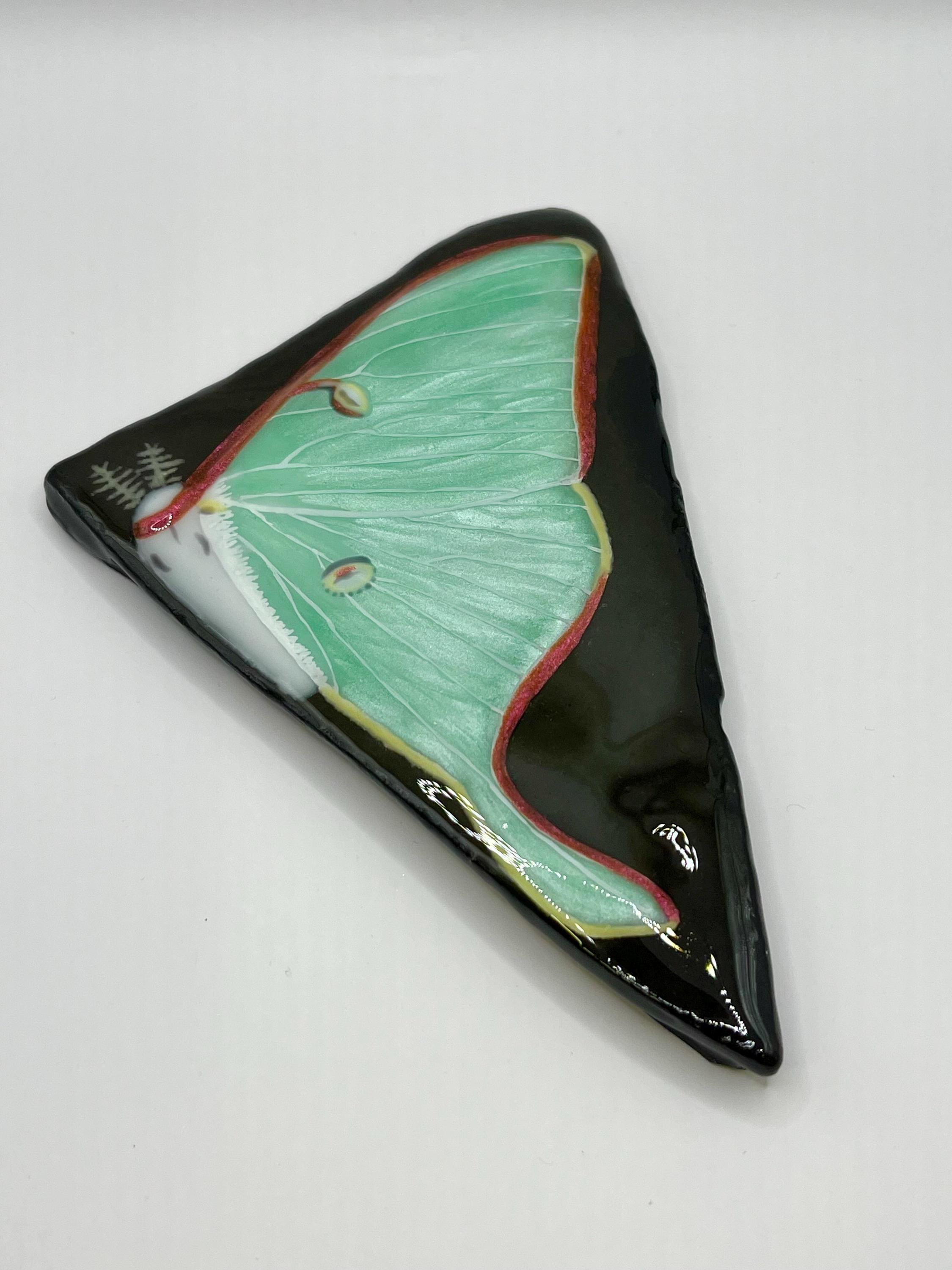 LUNA Moth Hand Painted Decorative Rock – Natural Black Rock - Etsy