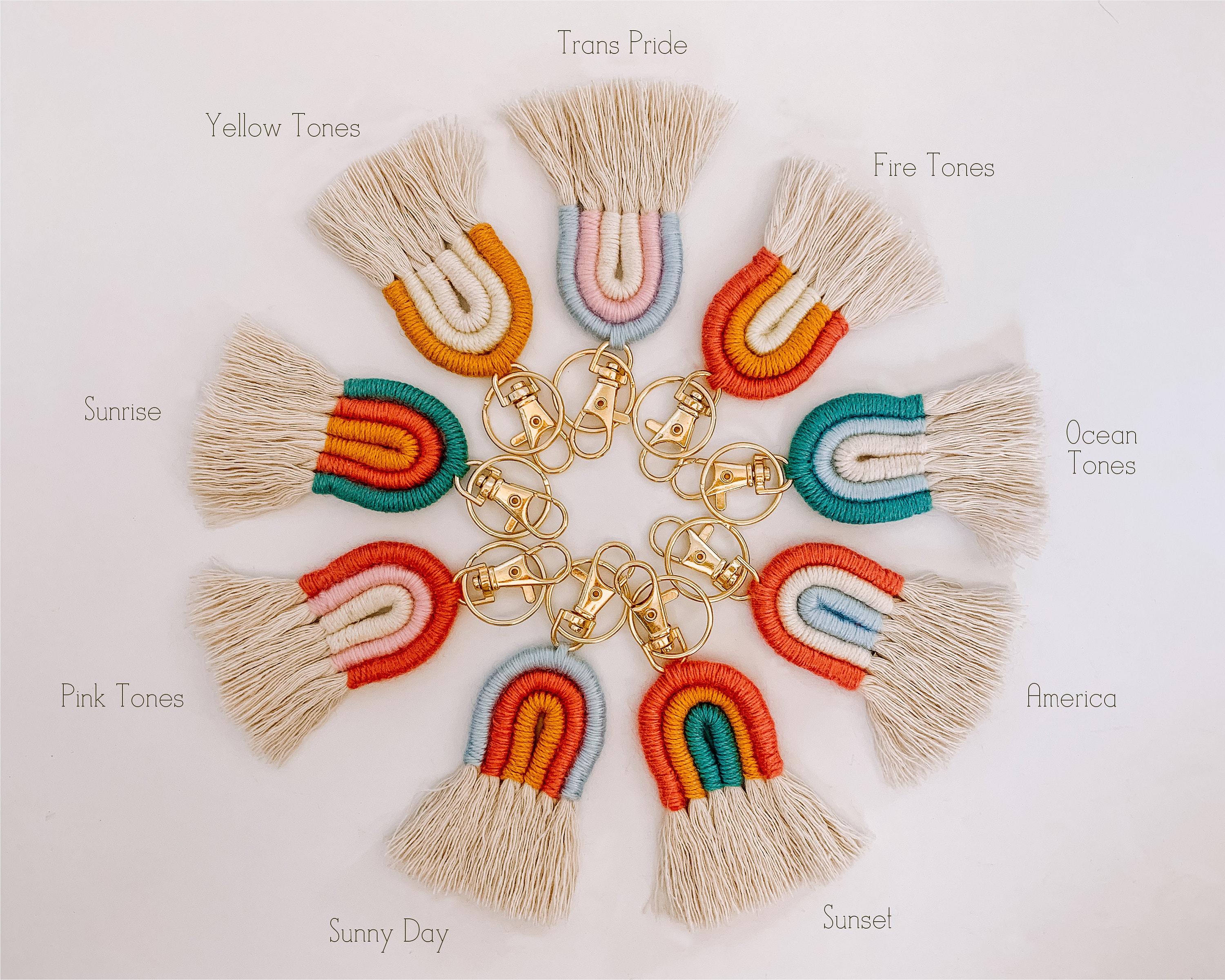 Rainbow Macrame Keychain Boho Accessory Rainbow Keyring | Etsy