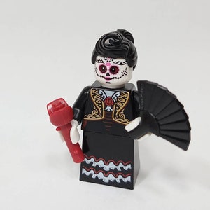 Day of the Dead Minifigure With Rose & Fan - Etsy