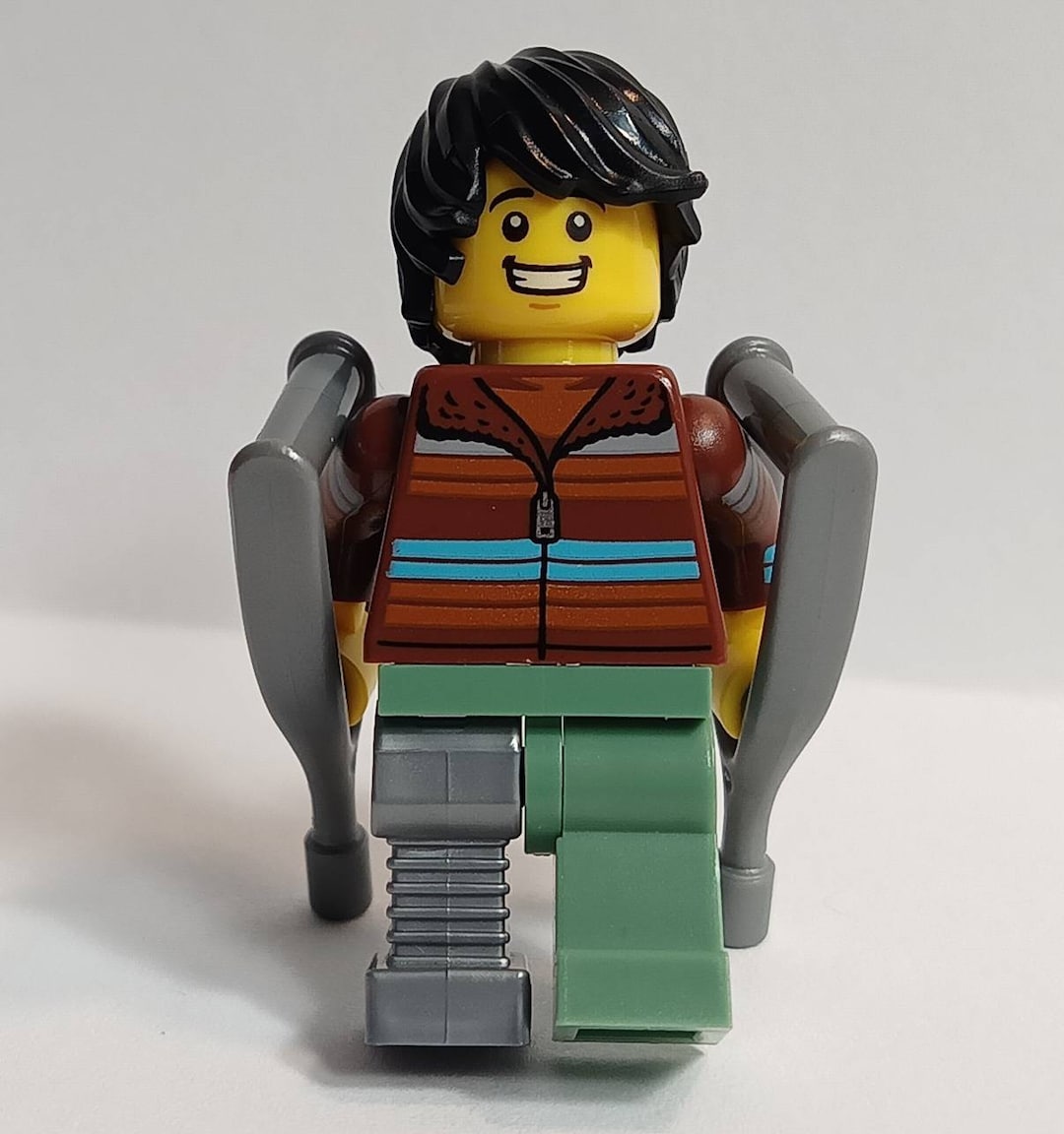 Minifig W/ Prosthetic Leg Limb Difference Minifigure With Crutches - Etsy