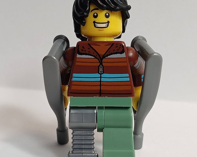 Minifig W/ Prosthetic Leg Limb Difference Minifigure With Crutches - Etsy