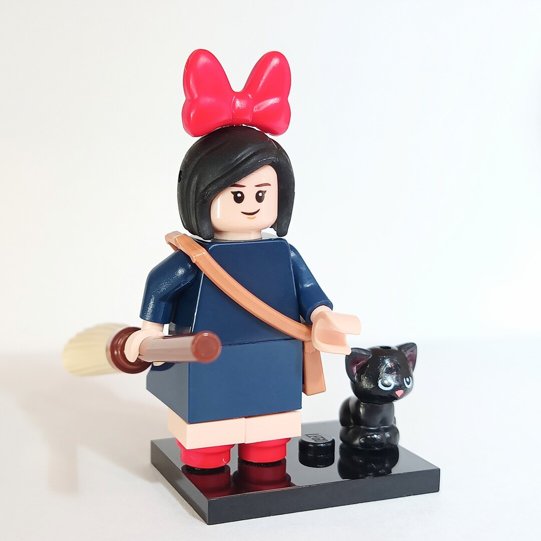Delivery Witch Minifigure With Broom, Messenger Bag & Cat - Etsy