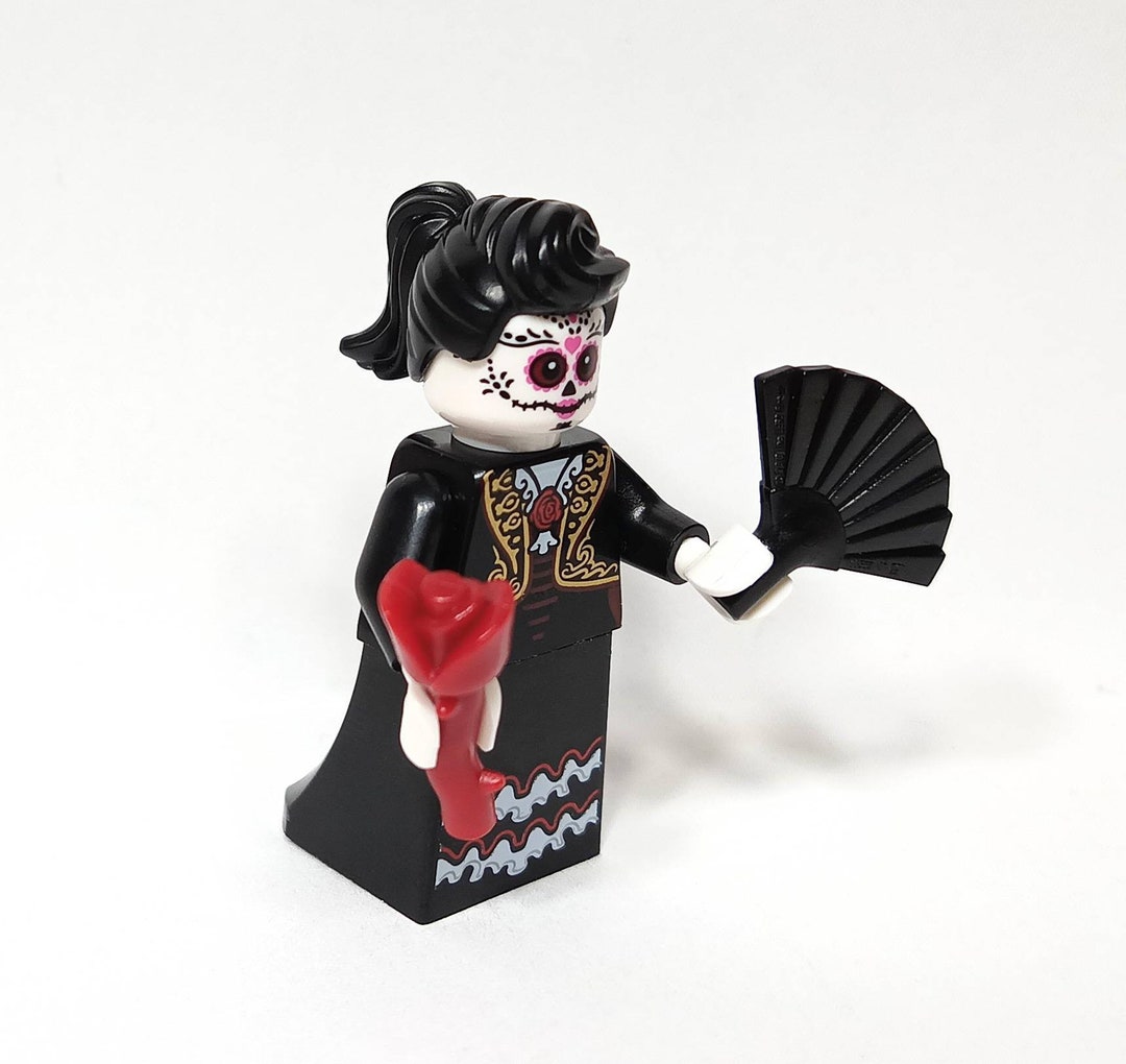 Day of the Dead Minifigure With Rose & Fan - Etsy