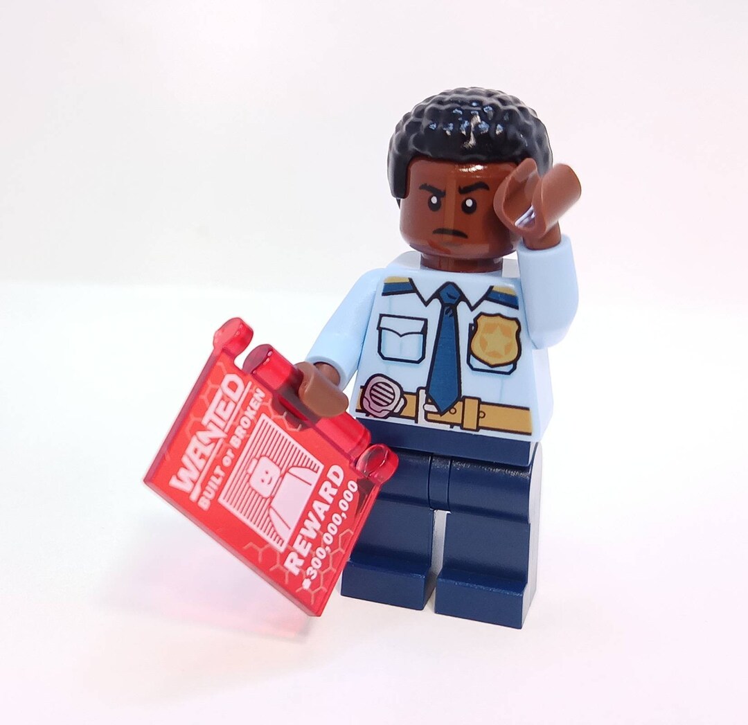 Police Officer Minifigure Cop Minifig With Wanted Sign - Etsy