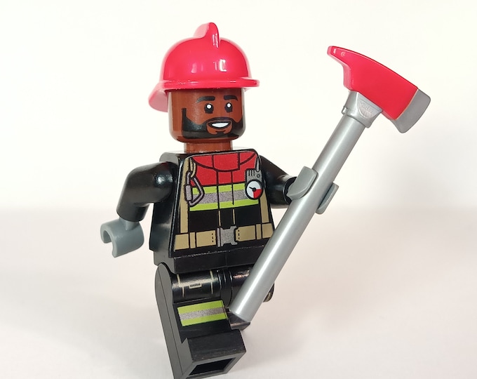 Firefighter Minifigure Fireman With Axe - Etsy