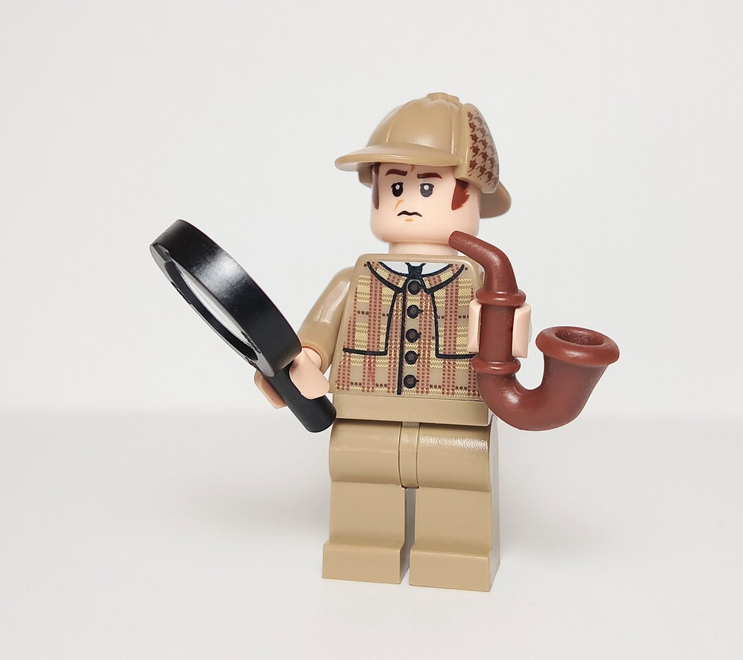 Sherlock Holmes Detective Minifigure With Pipe & Magnifying Glass - Etsy