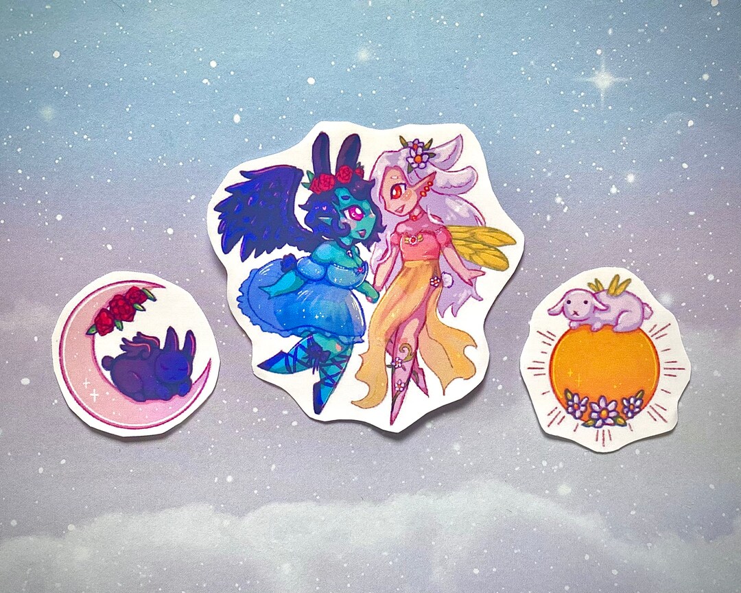Sun and Moon Bunny Sticker Set original - Etsy