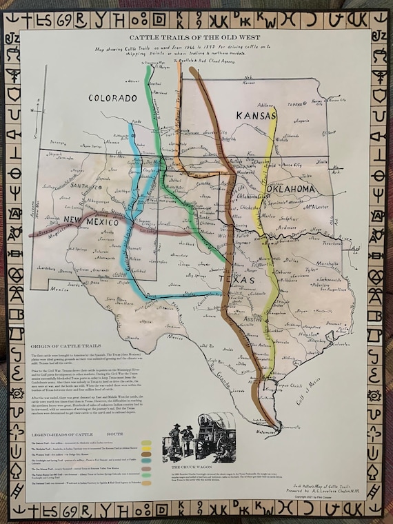 Cattle Trails of the Old West Lonesome Dove Cattle Drive - Etsy