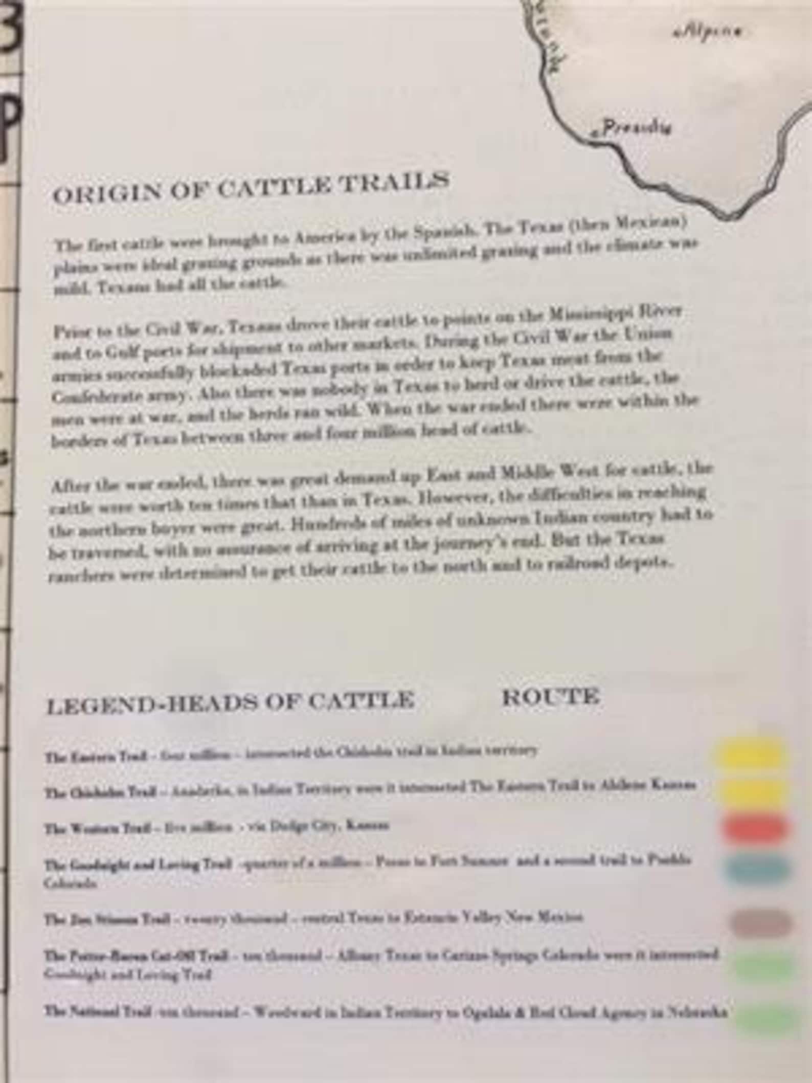Cattle Trails of the Old West Map - Etsy