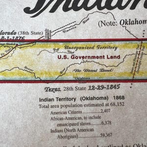 The United States Indian Territory 1868, Became the 46th State in 1907 ...