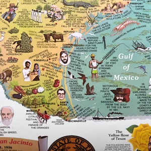 Beautiful Animated Illustrated Map of Old Texas History, Makes a Great ...