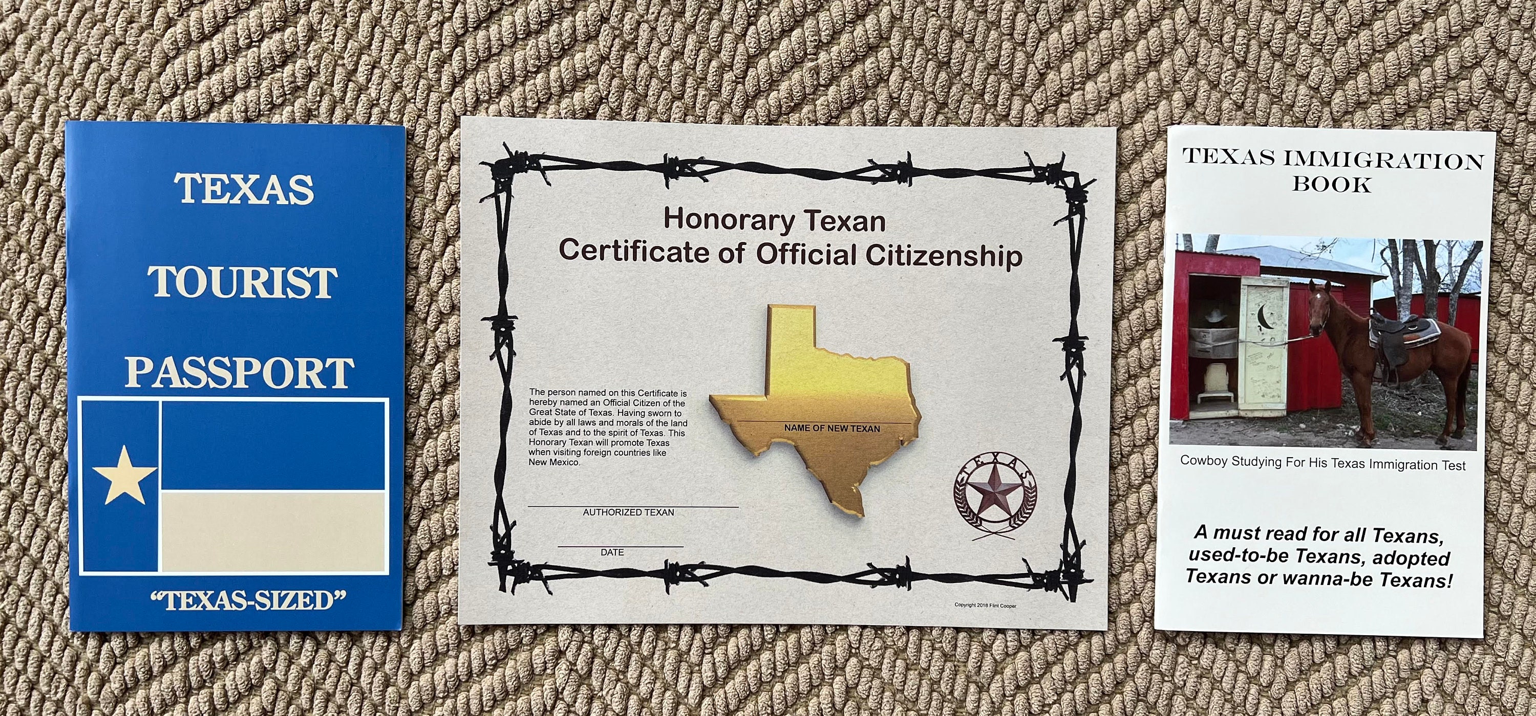 Welcome to Texas Gift Humorous Honorary Citizenship, Texas immigration ...