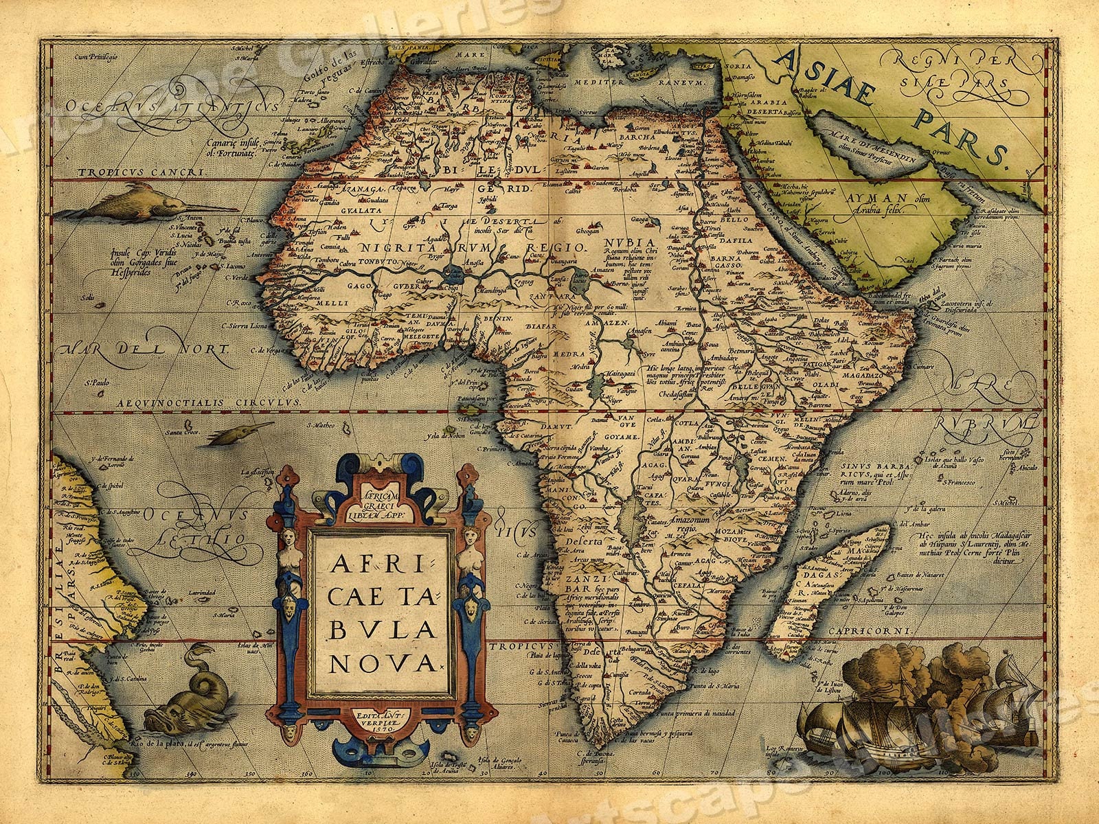 Old Map of Africa by Ortelius, 1570 - First Chart of African Continent ...