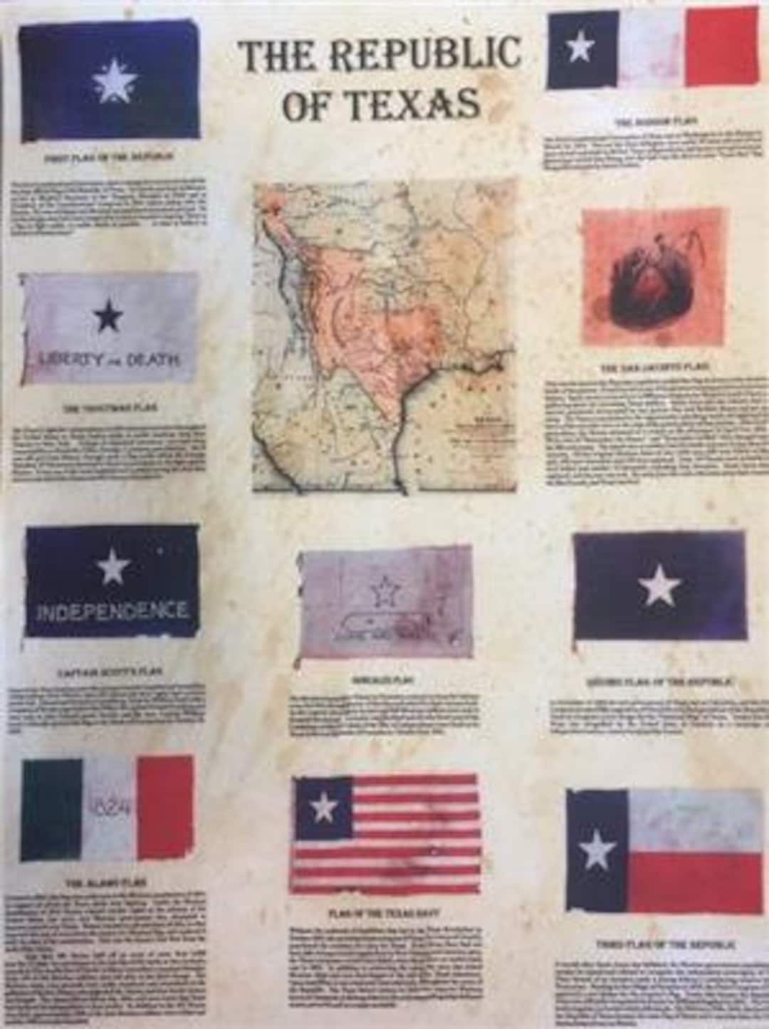The Republic of Texas, Flags and Map - Etsy